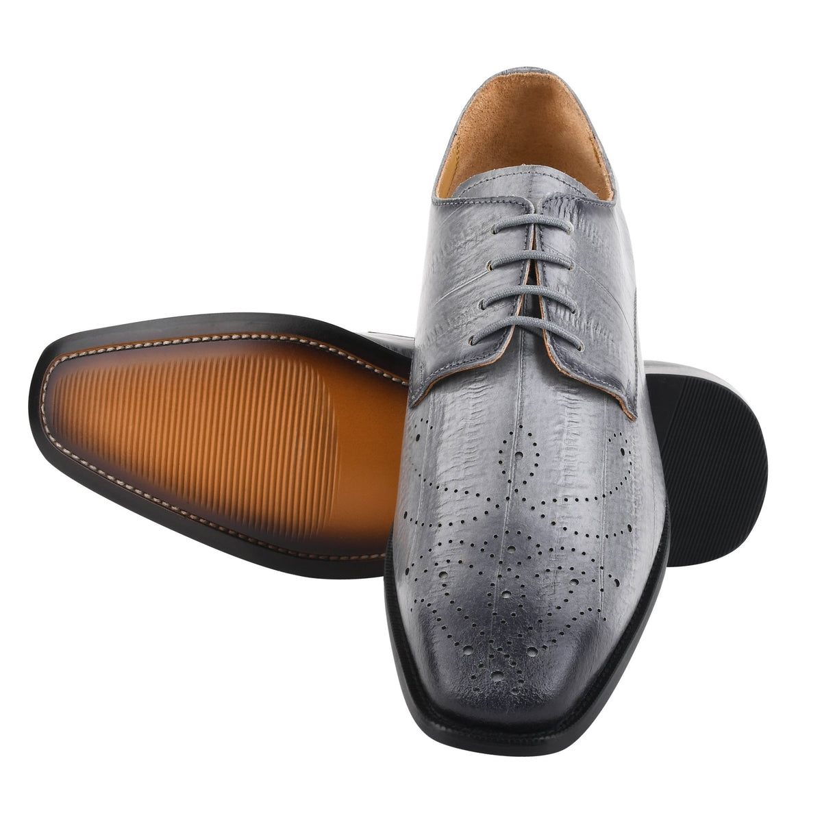 THOMAS Genuine Leather Oxford Style Men's Dress Shoes in Grey, Black ...
