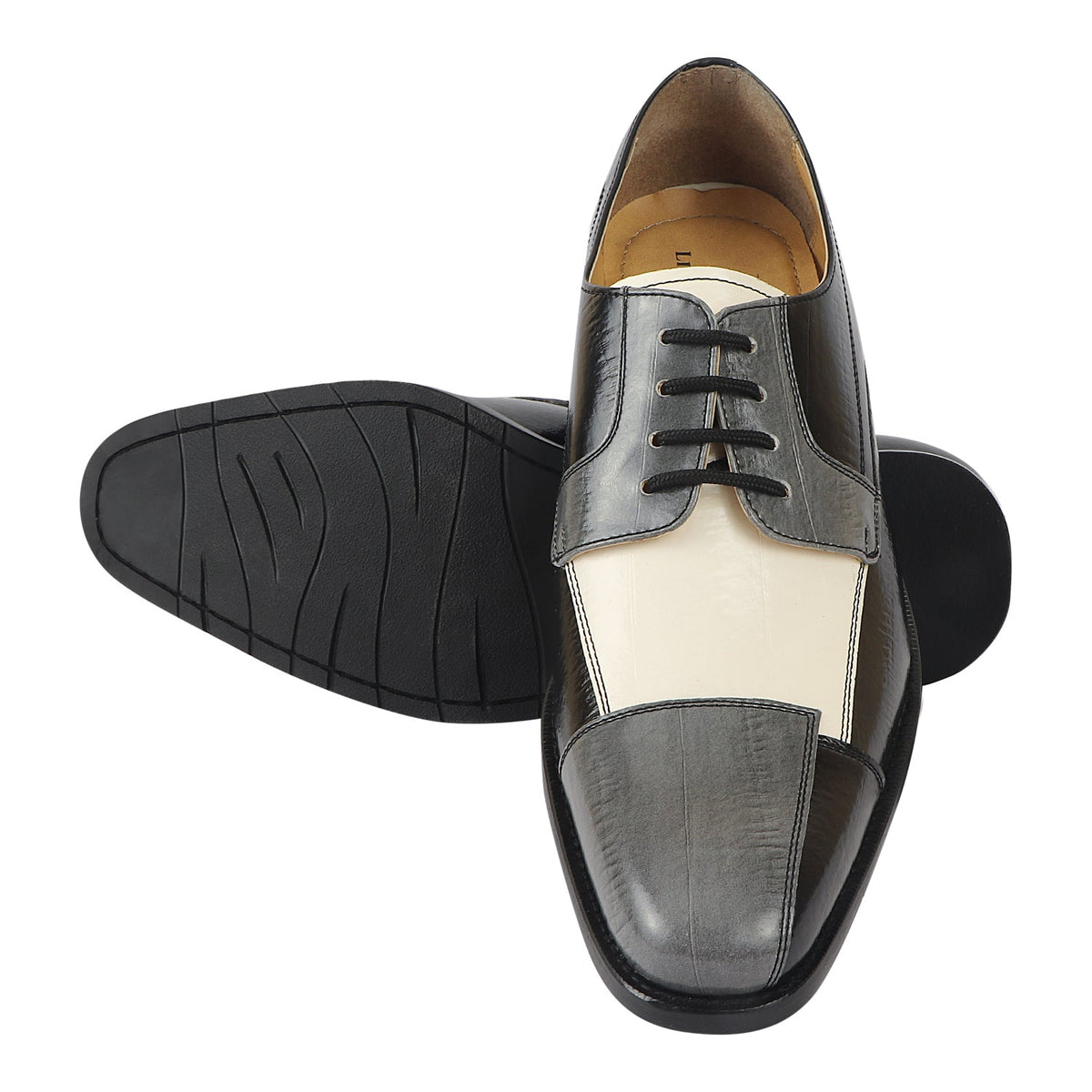 Alpha Leather 3 Color Combo Oxford Style Premium EEL Print Dress Shoes ...