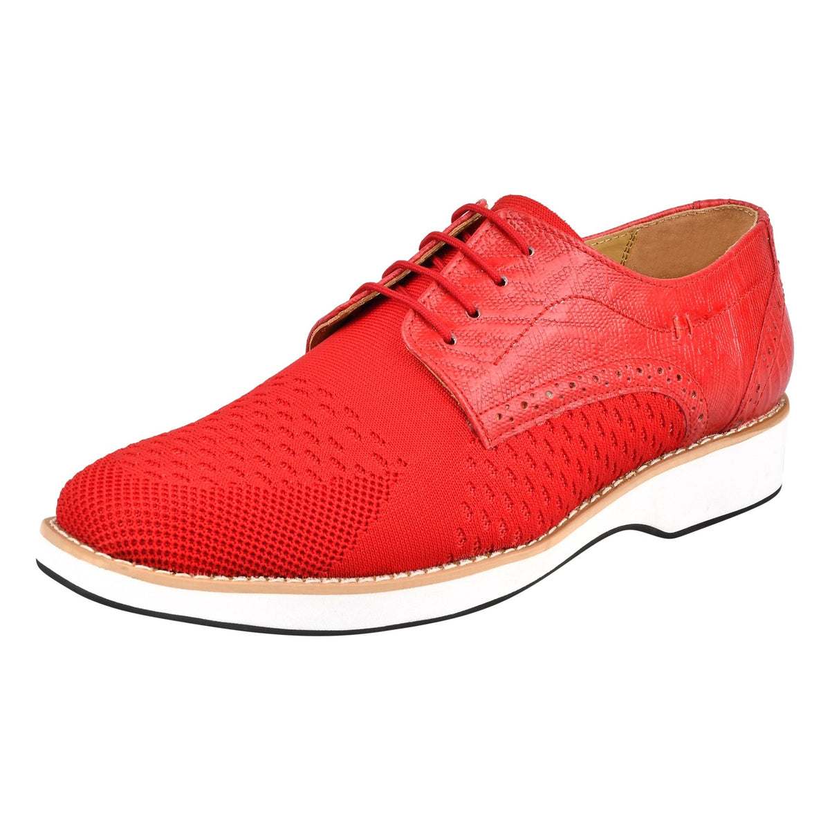 Gutta Lizard Print Leather Textile Casual Sneakers for Men - Red, White ...
