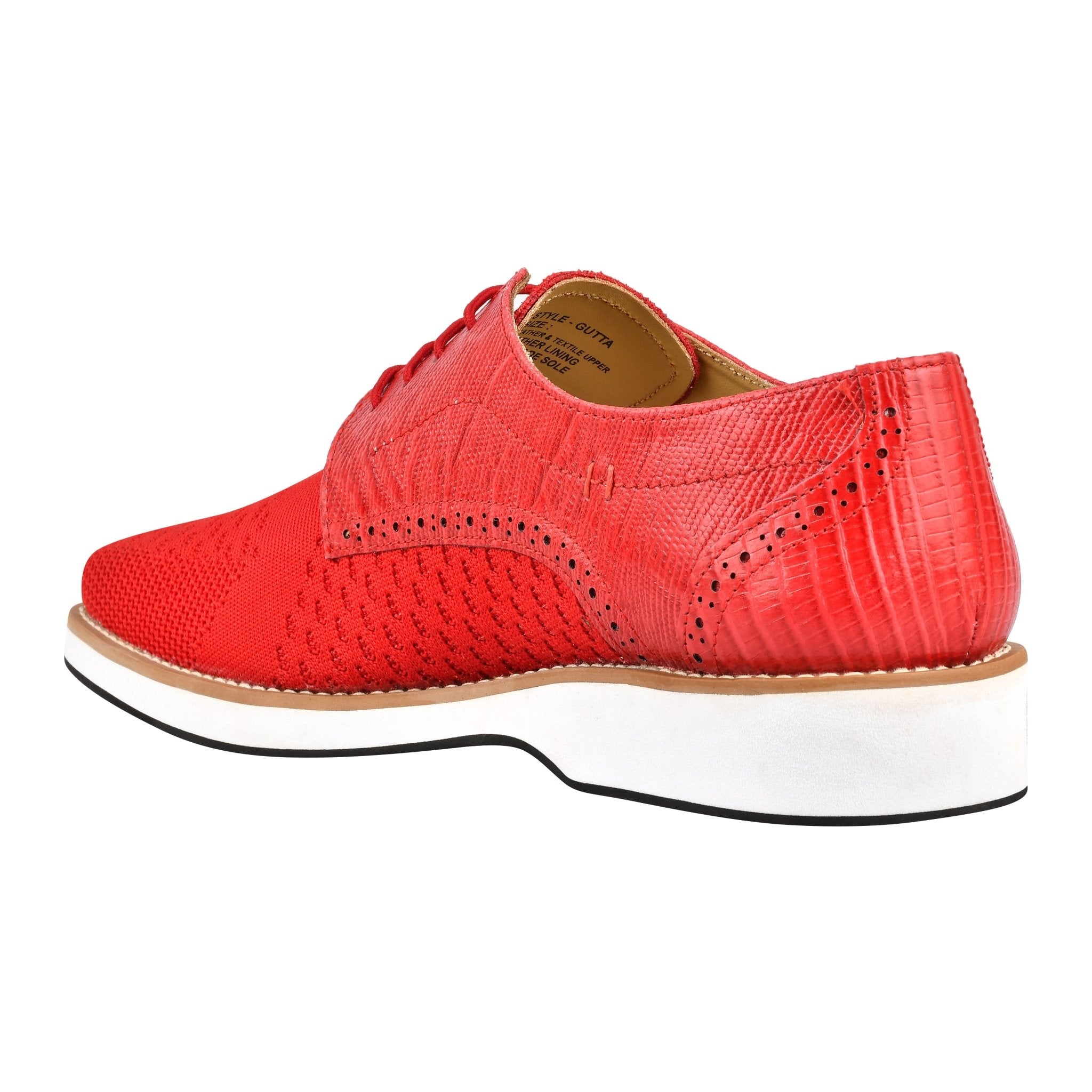 Gutta Lizard Print Leather Textile Casual Sneakers for Men - Red, White ...