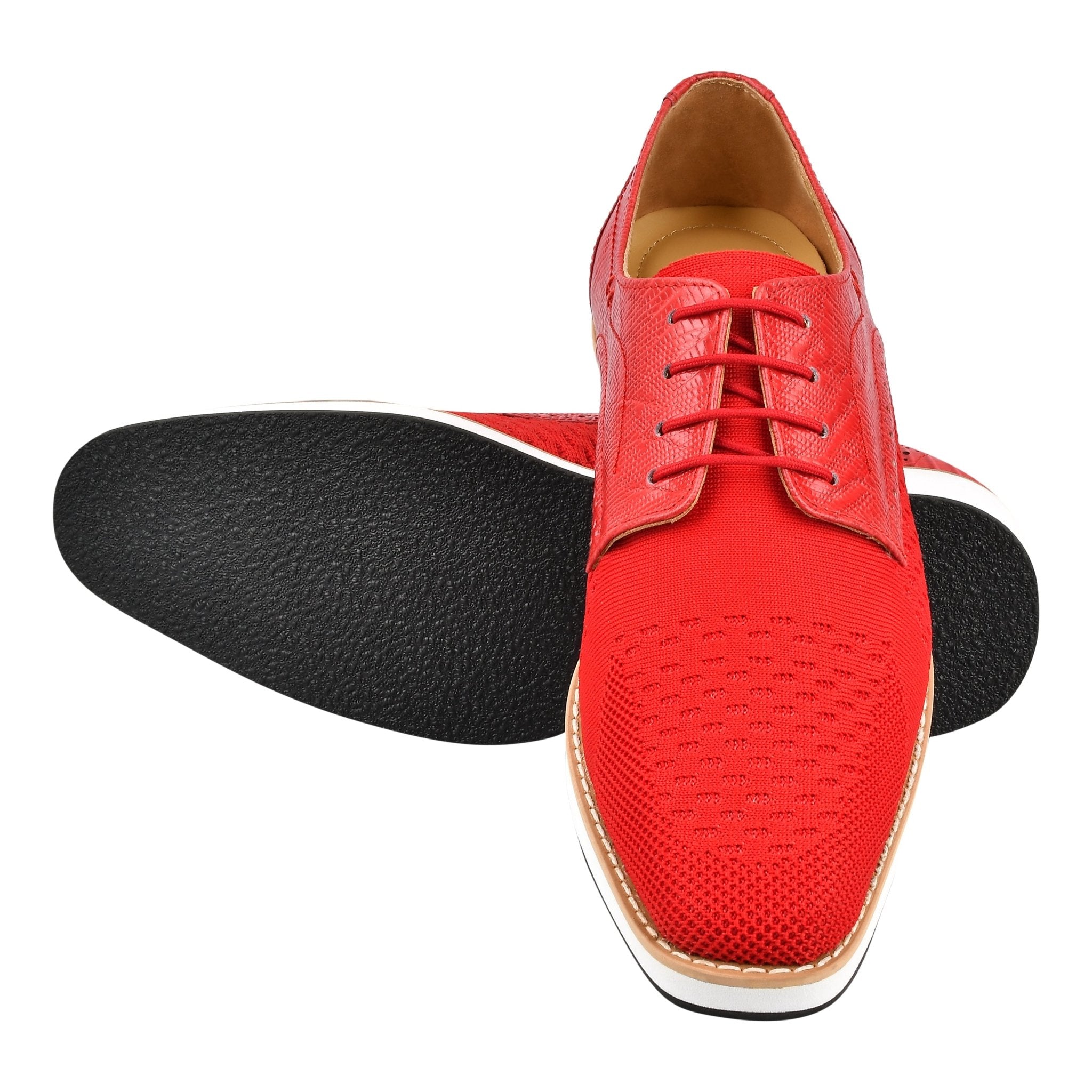 Gutta Lizard Print Leather Textile Casual Sneakers for Men - Red, White ...