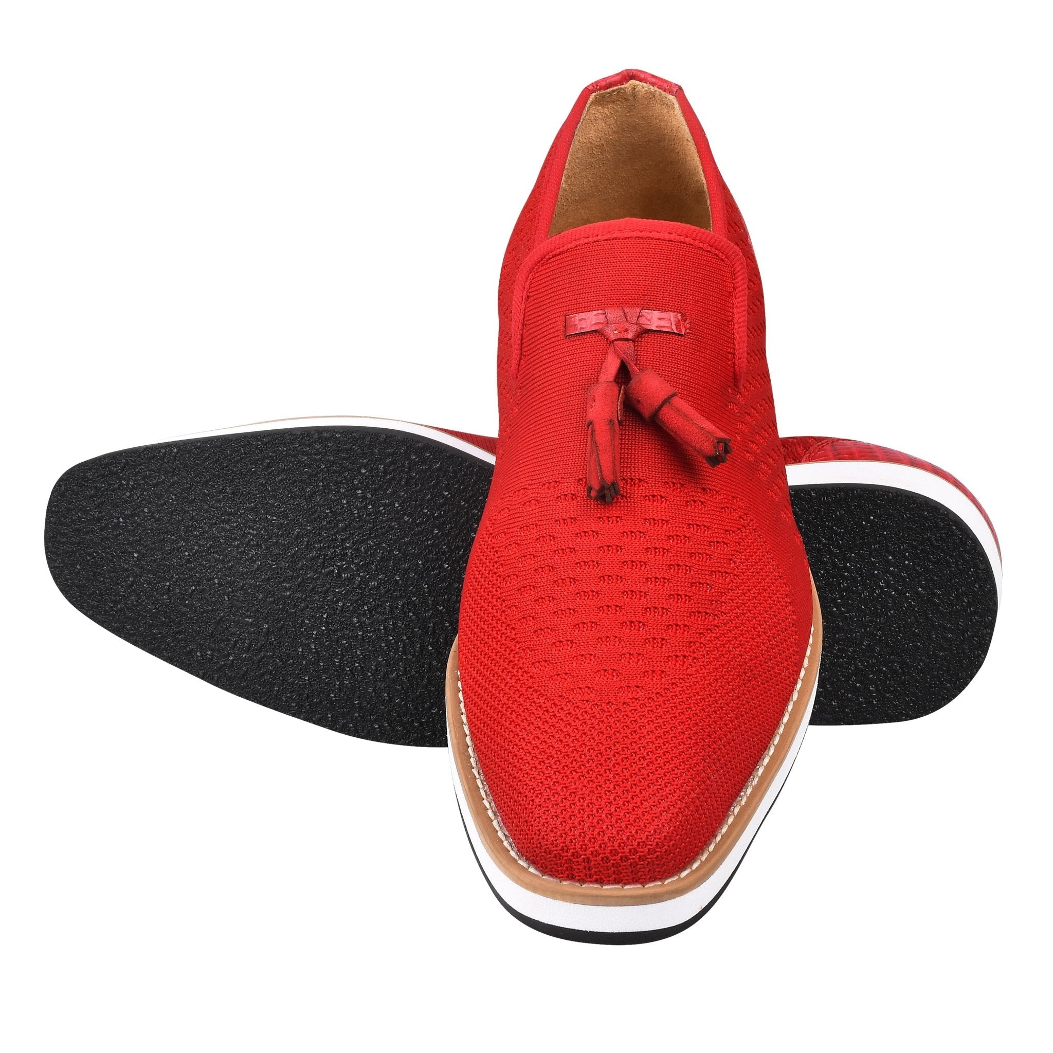 Jean Leather Textile Casual Loafers for Men in Red Color – LIBERTYZENO