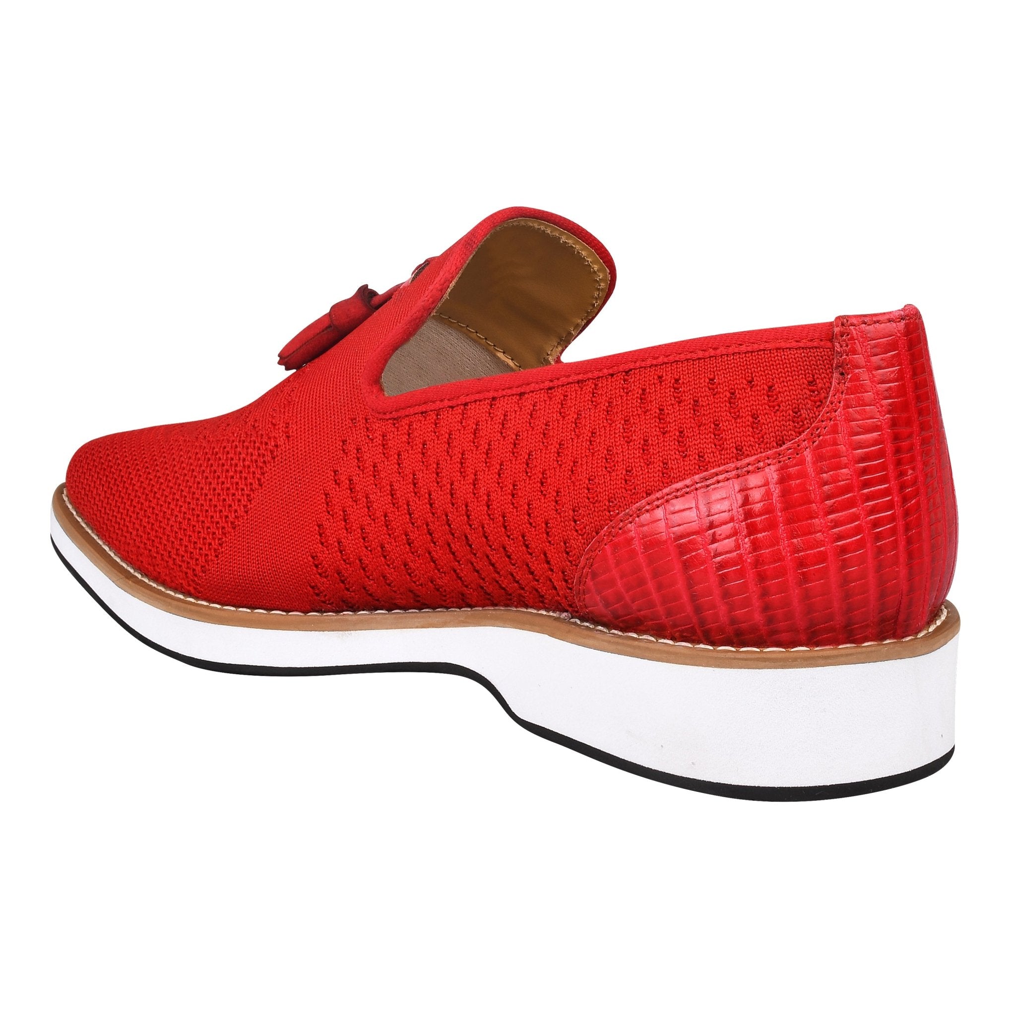 Jean Leather Textile Casual Loafers for Men in Red Color – LIBERTYZENO