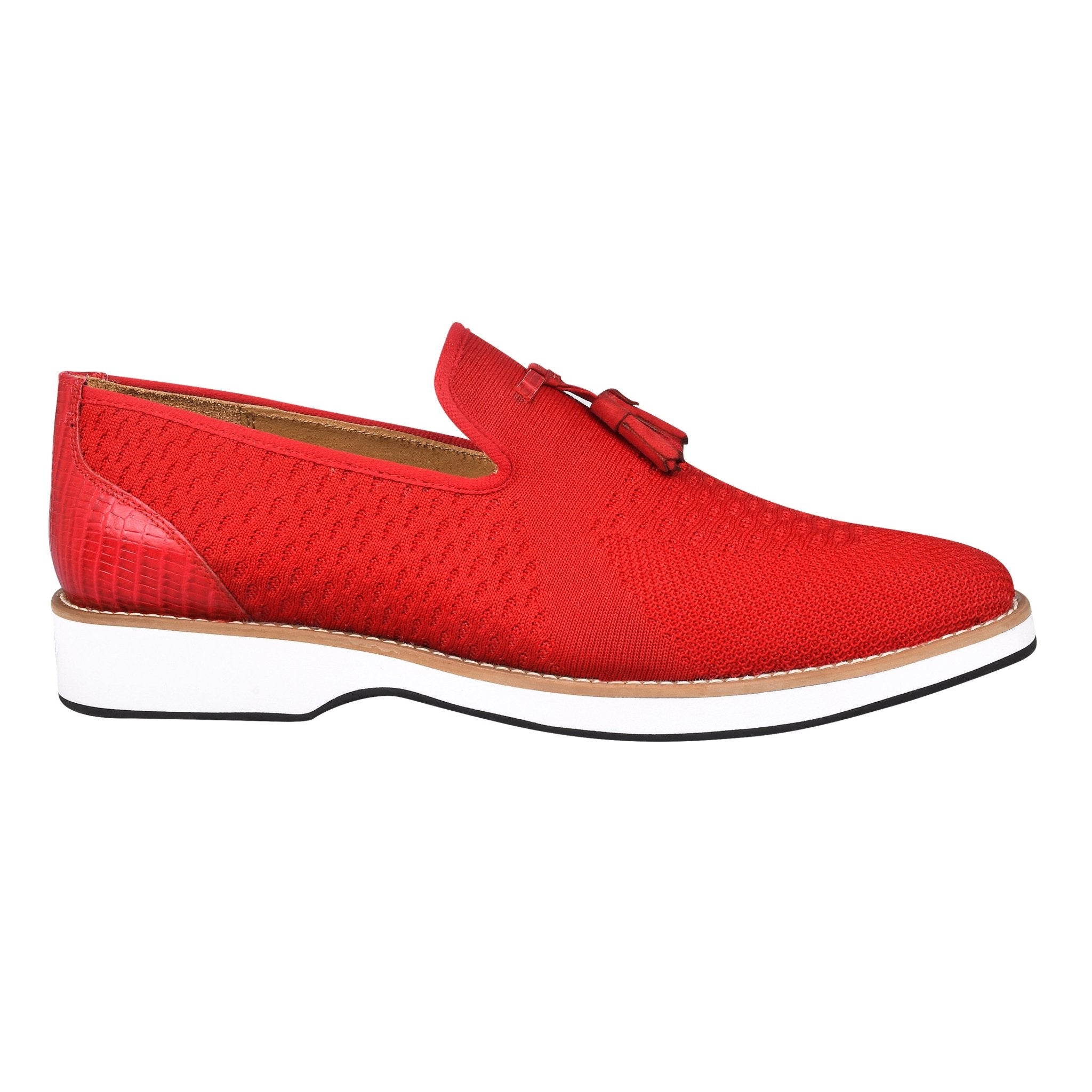 Jean Leather Textile Casual Loafers for Men in Red Color – LIBERTYZENO