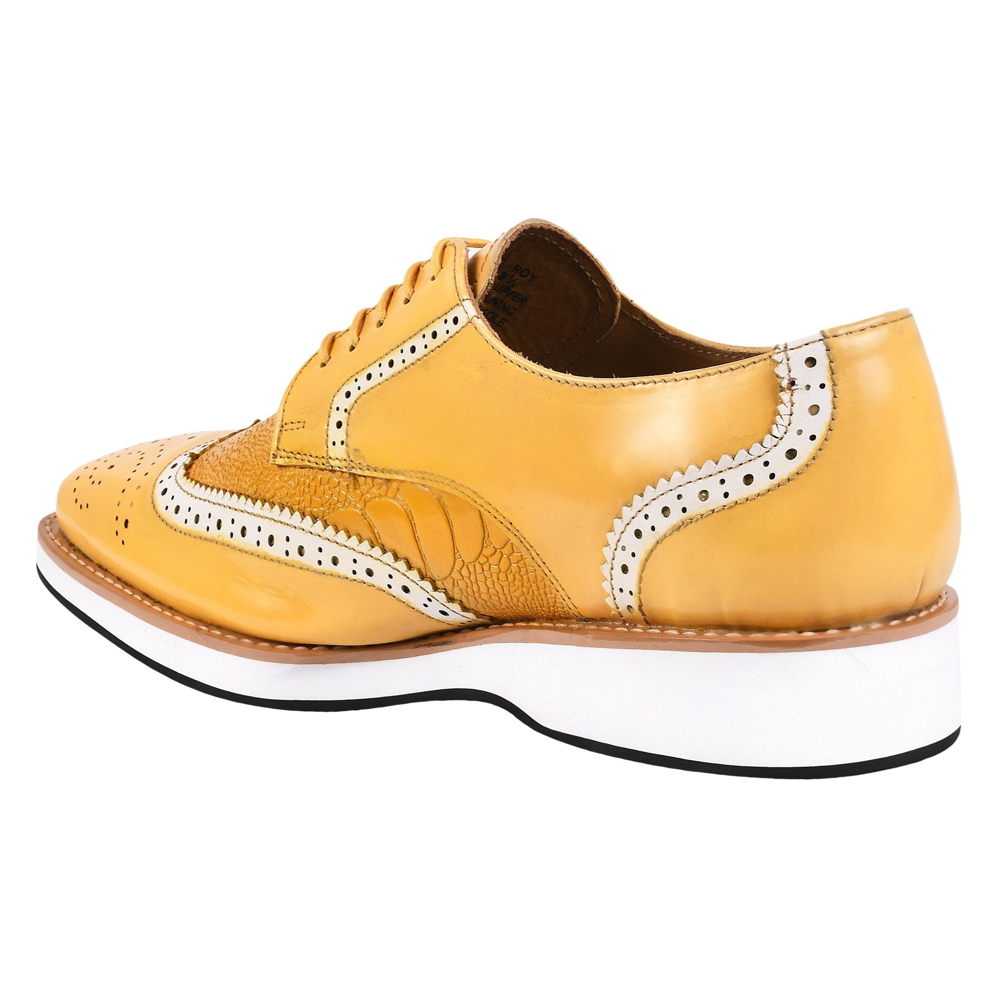 Roy Ostrich Leather Perforated Toe Casual Oxford Dress Shoes For Men ...