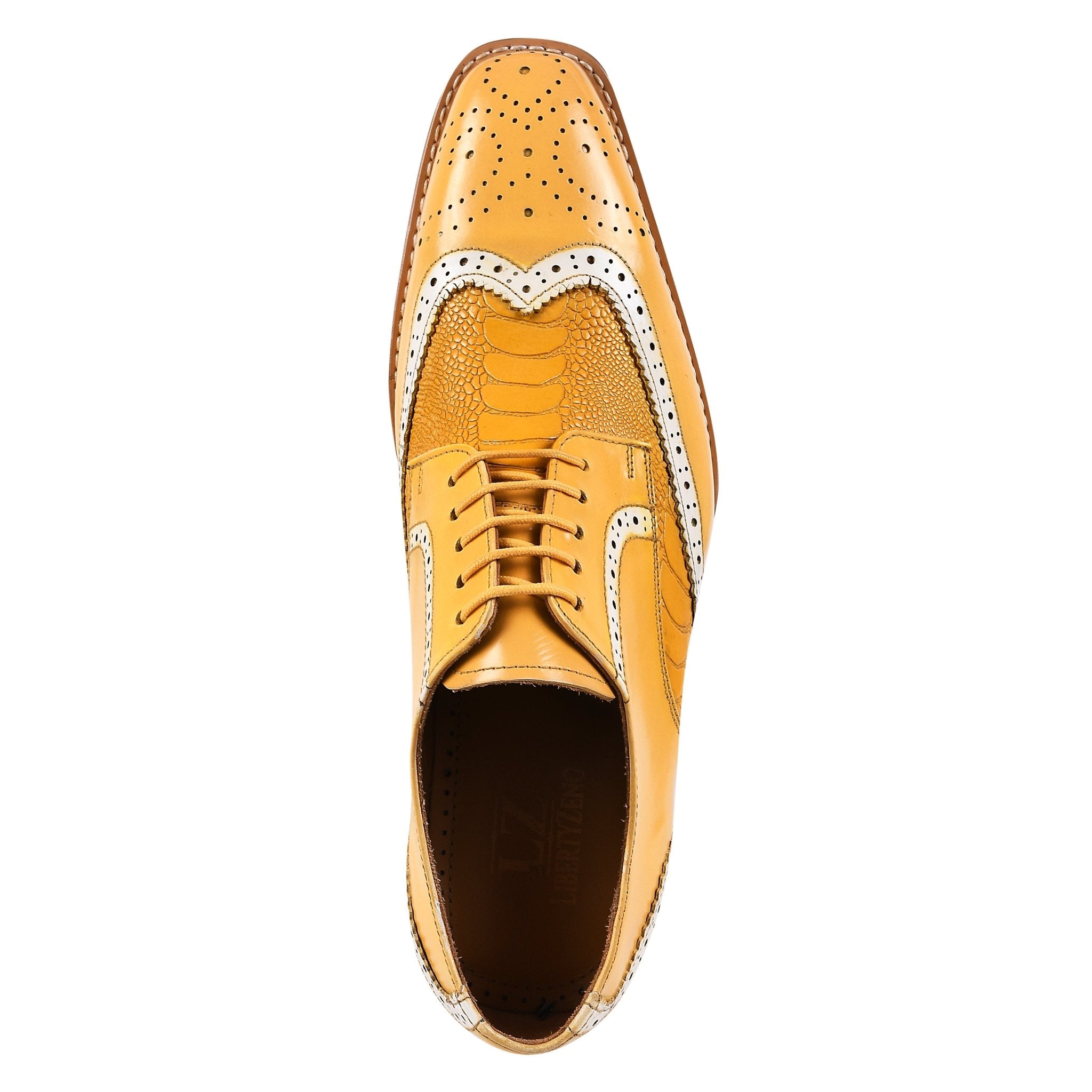 Roy Ostrich Leather Perforated Toe Casual Oxford Dress Shoes For Men ...