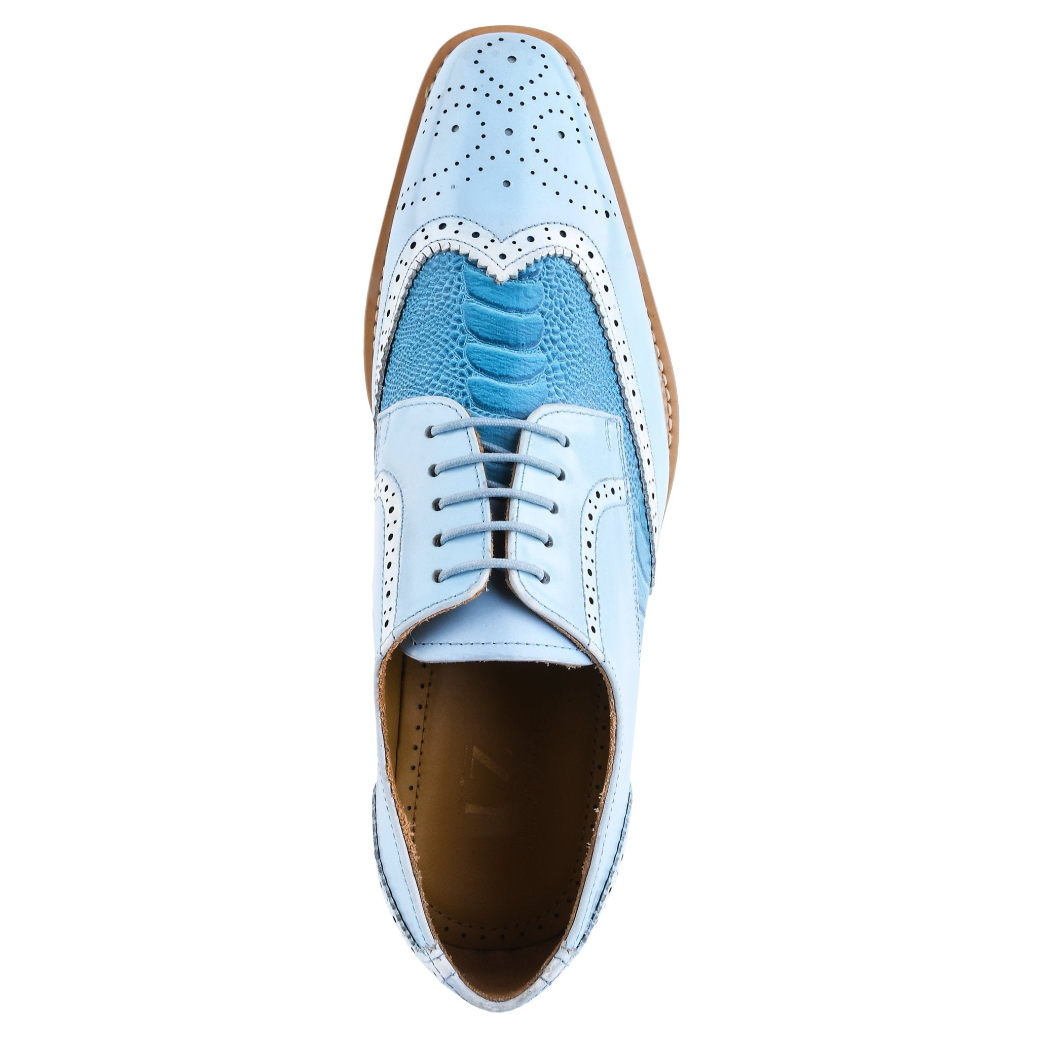 Roy Ostrich Leather Perforated Toe Casual Oxford Dress Shoes For Men ...
