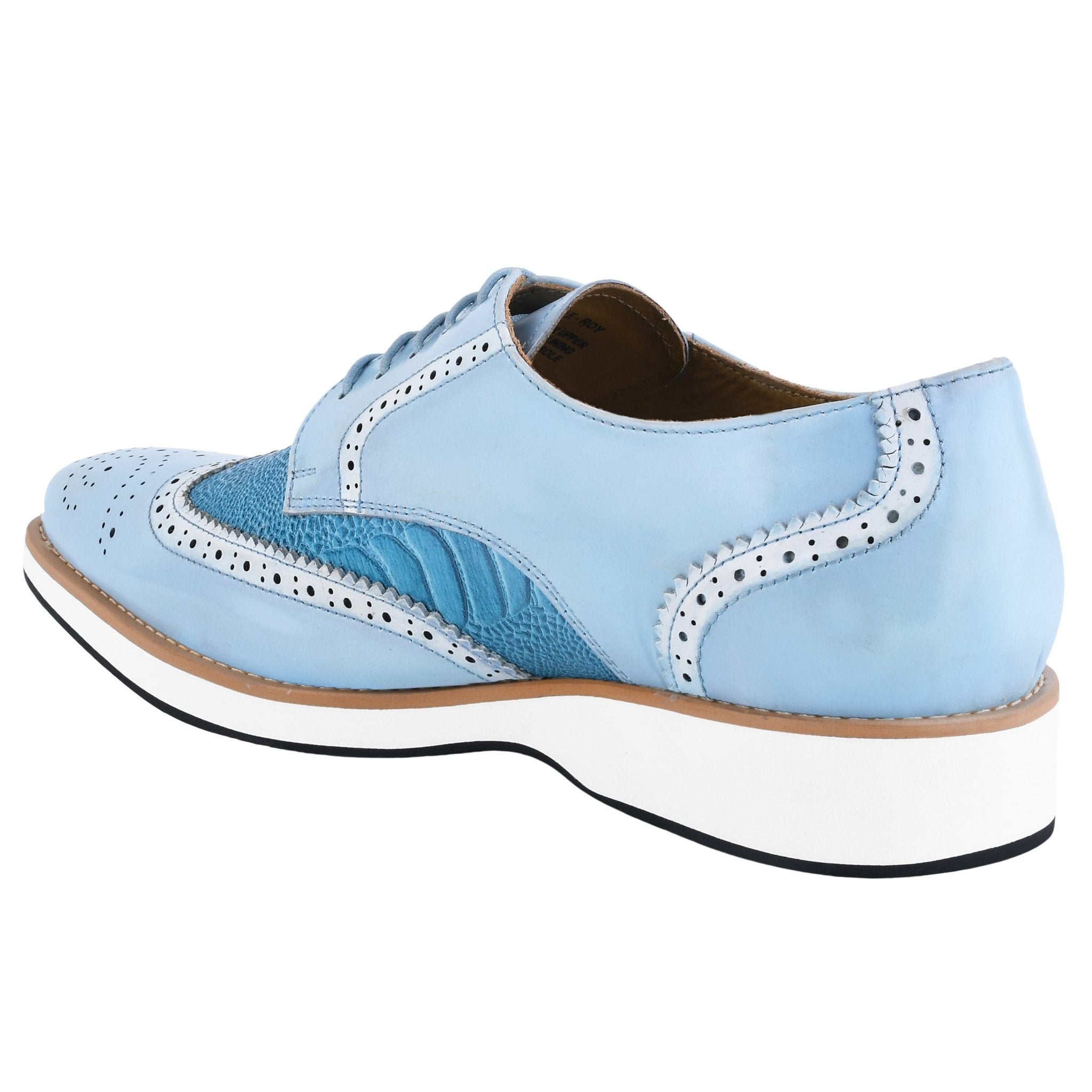 Roy Ostrich Leather Perforated Toe Casual Oxford Dress Shoes For Men ...