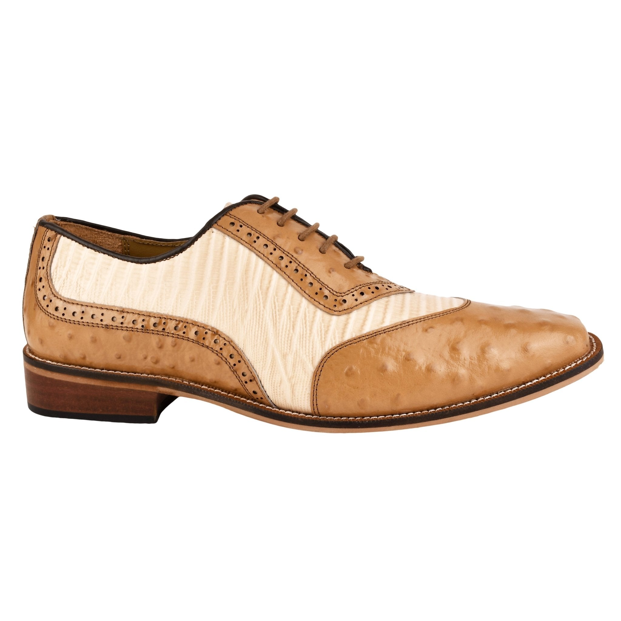 William Genuine Leather Two Tonned Lizard/Ostrich Print Oxford Shoes ...